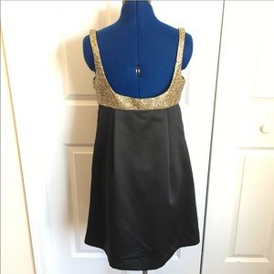Milly | Dresses | Milly Gold Tweed And Black Satin Dress | Poshmark